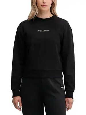 Armani Exchange Logo-detailed Crew Neck Sweatshirt - Black