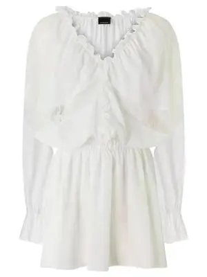 Pinko Lace Detail Ruffled Dress - White