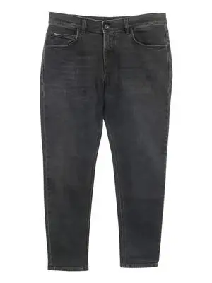 Dolce & Gabbana Logo-plate Denim Trousers - Grey