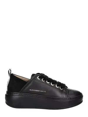 ALEXANDER SMITH Wembley Textured Lace-up Sneakers - Black