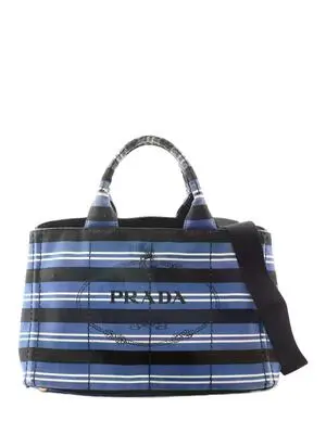 Prada 2000s Canapa Striped Handbag - Blue