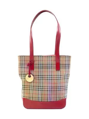 Burberry Checked Canvas Tote Bag - Neutrals