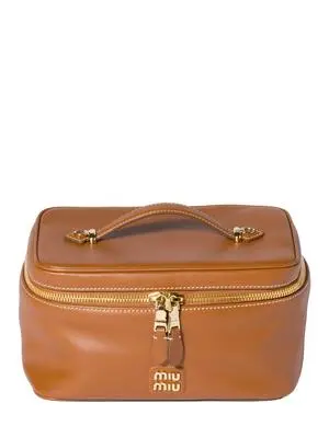 Miu Miu Leather Beauty Case - Cognac