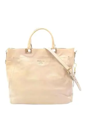 Prada 2000s Calf Leather Tote Bag - Neutrals
