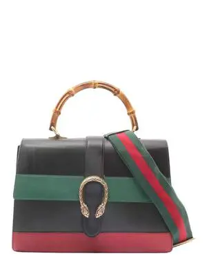 Gucci Bamboo Top Handle Leather Tote - Black