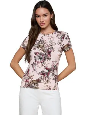 L'Agence Ressi Fitted T-shirt - Nectar Pink Multi Butterfly Jungle