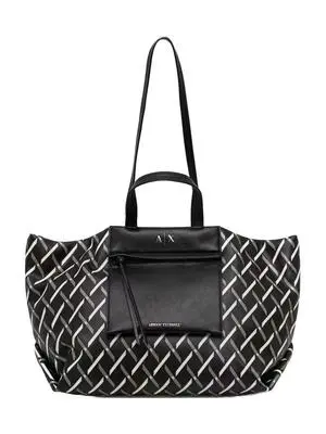 Armani Exchange Patterned Tote Bag - Black