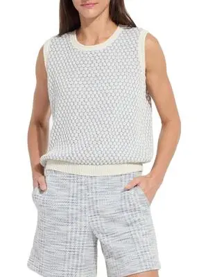 Lyssé Textured Linen & Cotton Sweater Vest - Ecru/azzurro