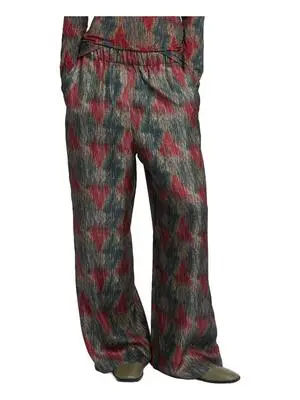 MM BY MAX MARA Abstract Print Silk Pants - Dark Grey