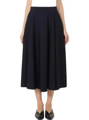 MM BY MAX MARA Aquila Pleated Jersey Midi Skirt - Navy