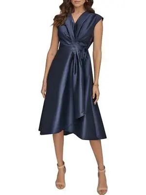Donna Karan New York Taffeta Wrap Midi Dress - Taffeta Blue