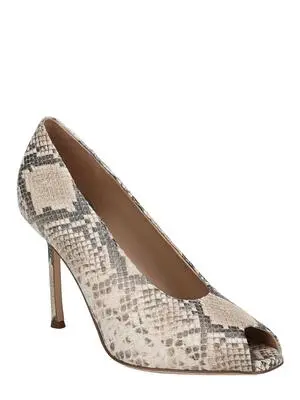 FAVORITE DAUGHTER Peep Toe Stiletto Pumps - Soft Pink Print