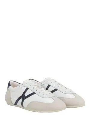 Veronica Beard Riviera Lace-up Sneakers - Coconut/navy