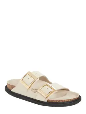 BIRKENSTOCK Arizona Droplet Buckle Slide Sandal - High Shine Ecru