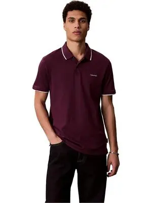 Calvin Klein Liquid Touch Tipped Polo Shirt - Italian Plum