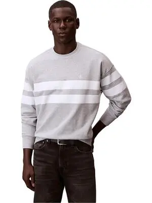 Calvin Klein Terry Stripe Relaxed Sweatshirt - Heroic Grey Heather