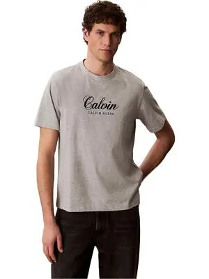 Calvin Klein Calvin Script Logo Graphic Relaxed T-shirt - Grey Heather