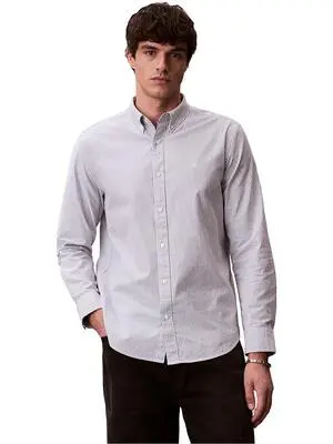 Calvin Klein Cotton Stretch Stripe Oxford Classic Button-down Shirt - Beluga