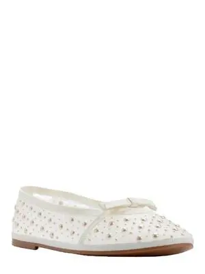 Aldo Aurabella Embellished Ballet Flat - White/pearl