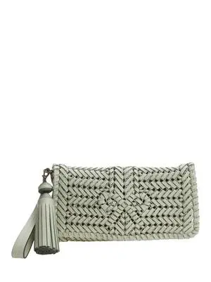 ANYA HINDMARCH Neeson Herringbone Woven Leather Clutch - Iceberg