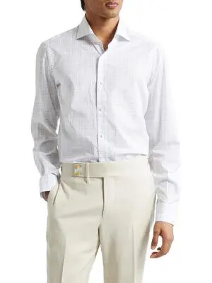 Isaia Check Button-up Shirt - White