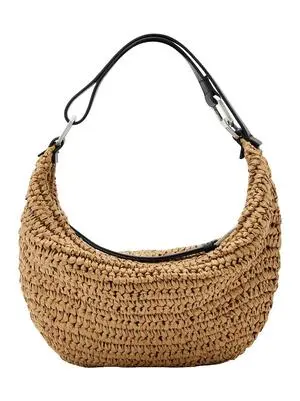 ALLSAINTS AllSaints Micro Luna Raffia Shoulder Bag Biscuit Brown