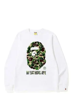 A BATHING APE Abc Camo Bathing Ape Long Sleeve Tee Shirt - White Green