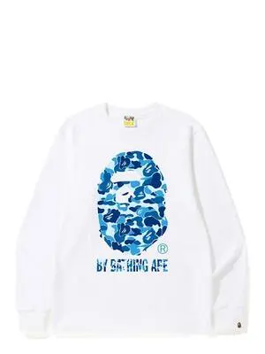 A BATHING APE Abc Camo Bathing Ape Long Sleeve Tee Shirt - White Blue