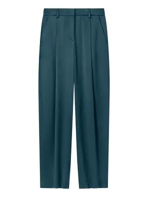 Giorgio Armani Silk Double Satin Single-pleat Trousers - Green