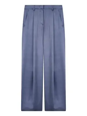 Giorgio Armani Silk Double Satin Single-pleat Trousers - Light Blue