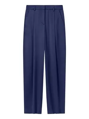 Giorgio Armani Silk Double Satin Single-pleat Trousers - Navy Blue