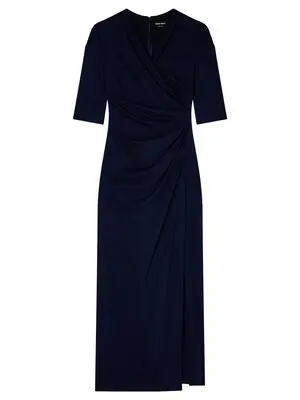 Giorgio Armani Viscose-blend Milano-stitch Midi Dress - Blue