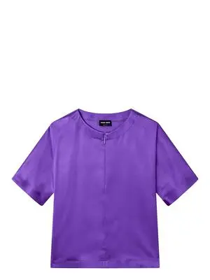 Giorgio Armani Short-sleeved Silk Satin Shirt - Purple