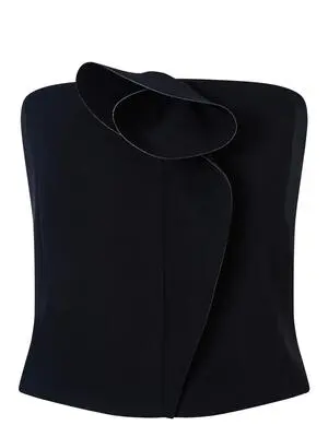 Giorgio Armani Silk Cady Bustier Top With Rose Detail - Black