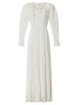 Isabel Marant Zoen Floral Embroidered Long Dress - White