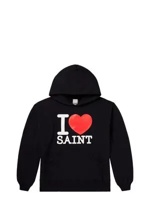 SAINT MXXXXXX Logo-print Cotton-jersey Hoodie - Black