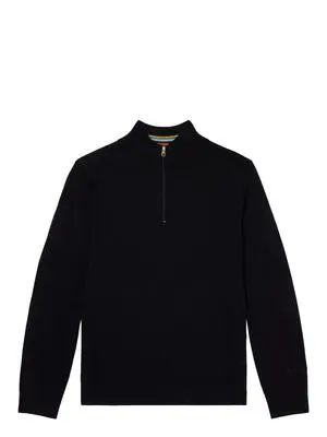 Paul Smith Merino Wool Half-zip Pullover - Black