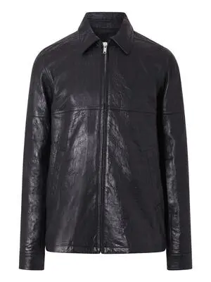 Rick Owens Brad Textured Leather Jacket - Black