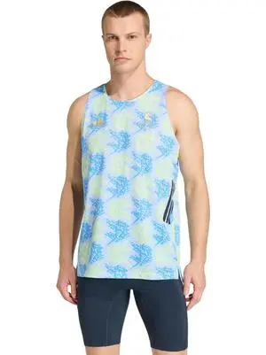 Adidas Boston Marathon 2026 Allover Print Running Tank Top - Glow Blue