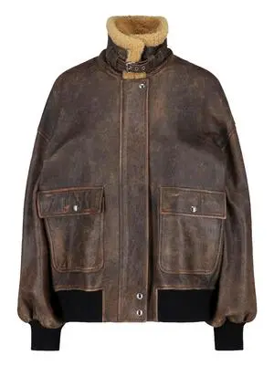 Khaite Sandor Aviator Jacket - Brown
