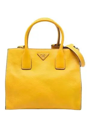 Prada Vittelo Daino Open Convertible Tote Satchel 2010-2025 - Yellow