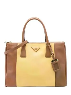 Prada Saffiano Lux Galleria Double Zip Satchel - Brown