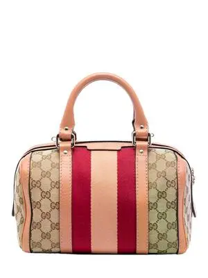 Gucci Small Gg Canvas Web Joy Boston Bag Satchel - Brown