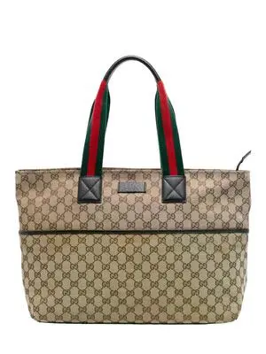 Gucci Gg Canvas Web Tote Bag - Brown