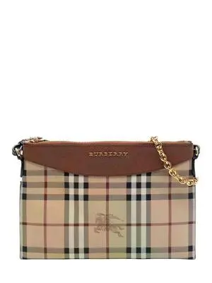 Burberry Haymarket Check Coated Canvas Peyton Crossbody Bag - Brown