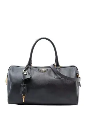 Prada Saffiano Lux Boston Bag Satchel - Black