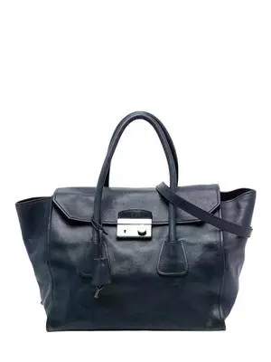 Prada Glace Calf Sound Lock Satchel - Blue