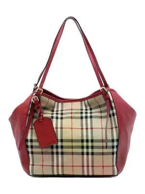 Burberry Haymarket Check Canvas And Leather Canterbury Tote Bag - Brown