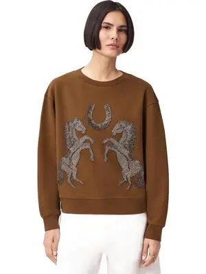 ALLSAINTS Luck Embellished Pippa Sweatshirt - Brown
