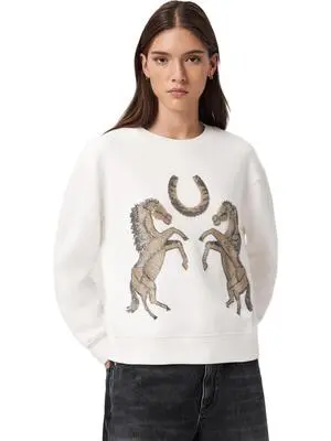 ALLSAINTS Luck Embellished Pippa Sweatshirt - Optic White